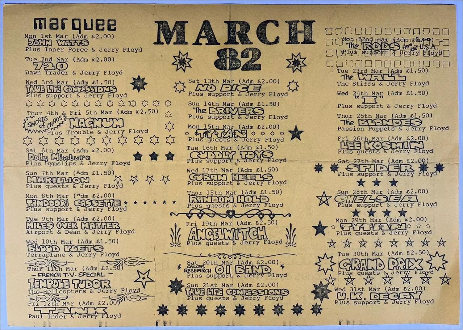 1982 - Marillion Setlists 1980-1988